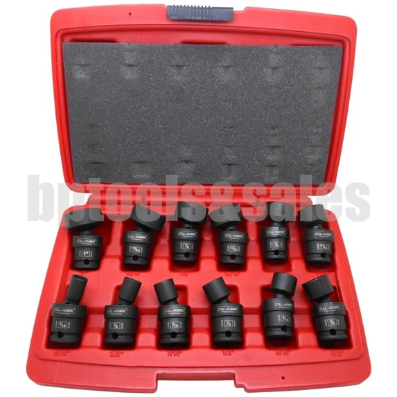 12-PC 3/8" DR. (SAE) SHALLOW UNIVERSAL IMPACT BALL SWIVEL SOCKET SET ...