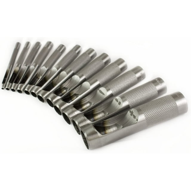 12 PC HAND HOLLOW HOLE PUNCH SET KIT FOR GASKET LEATHER PUNCHING STEEL ...