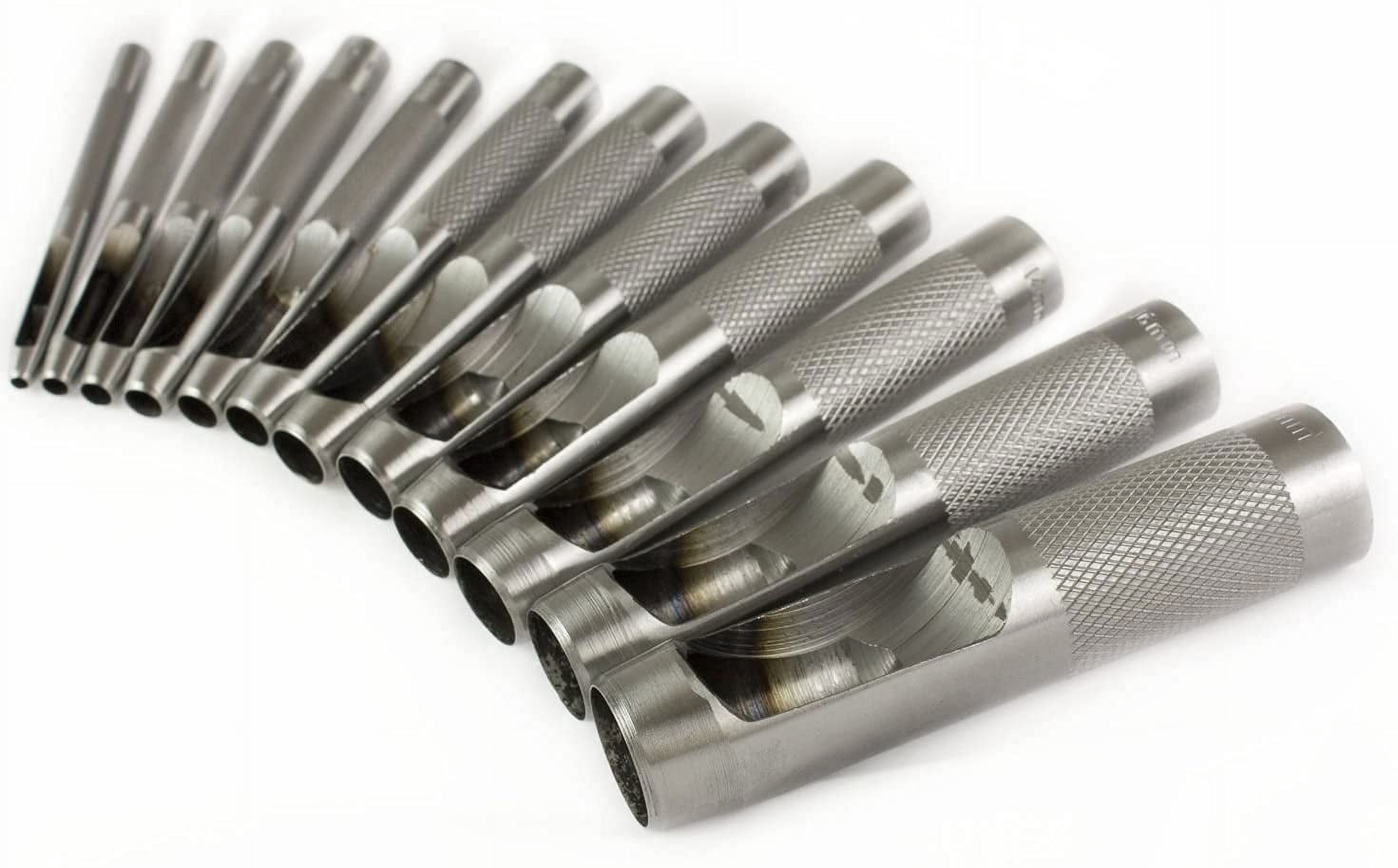 12 PC Hollow Punch Set CUTS Holes in Leather Plastic Rubber Gasket ...