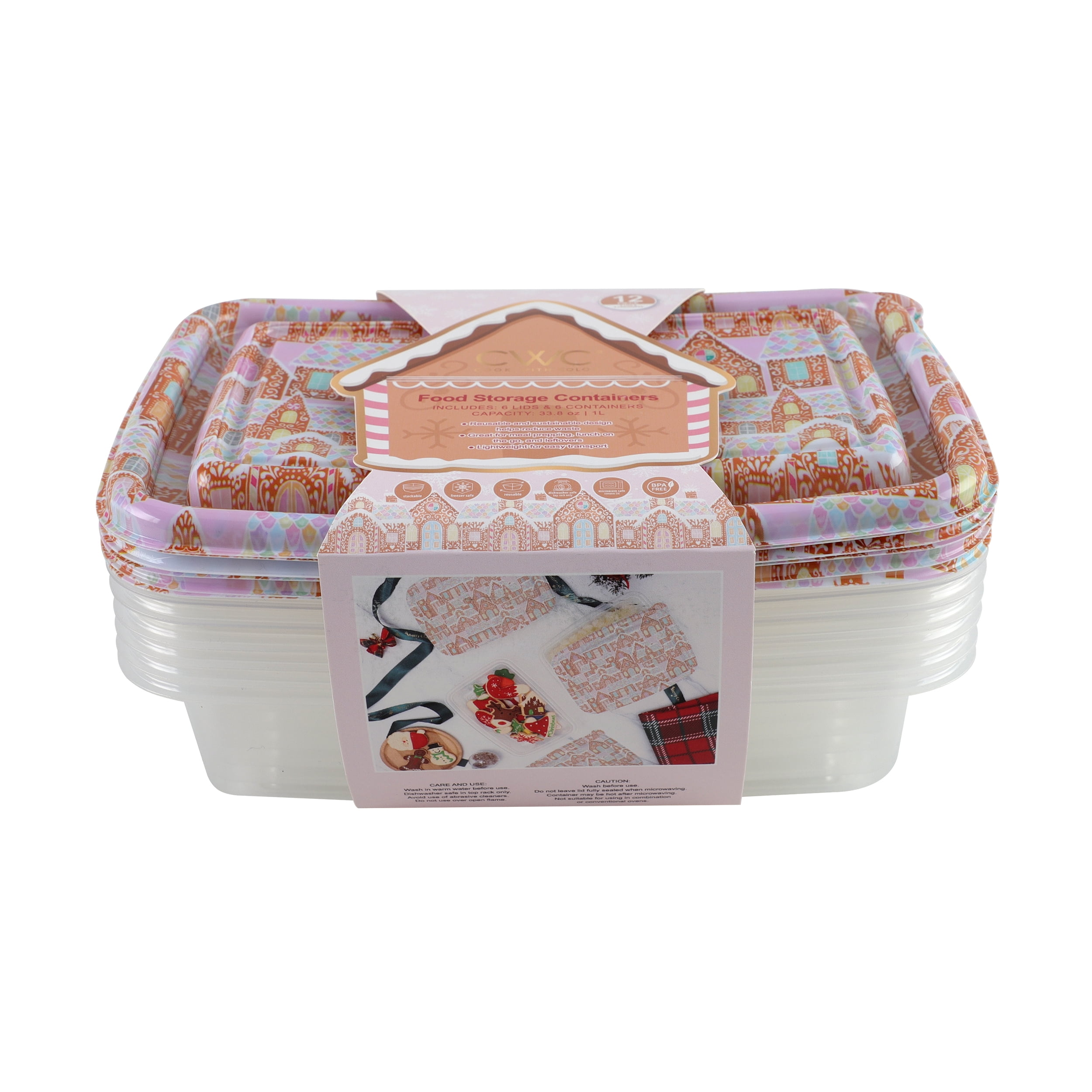 Cook with Color 12-Piece Holiday Food Storage Container Set, Leakproof ...