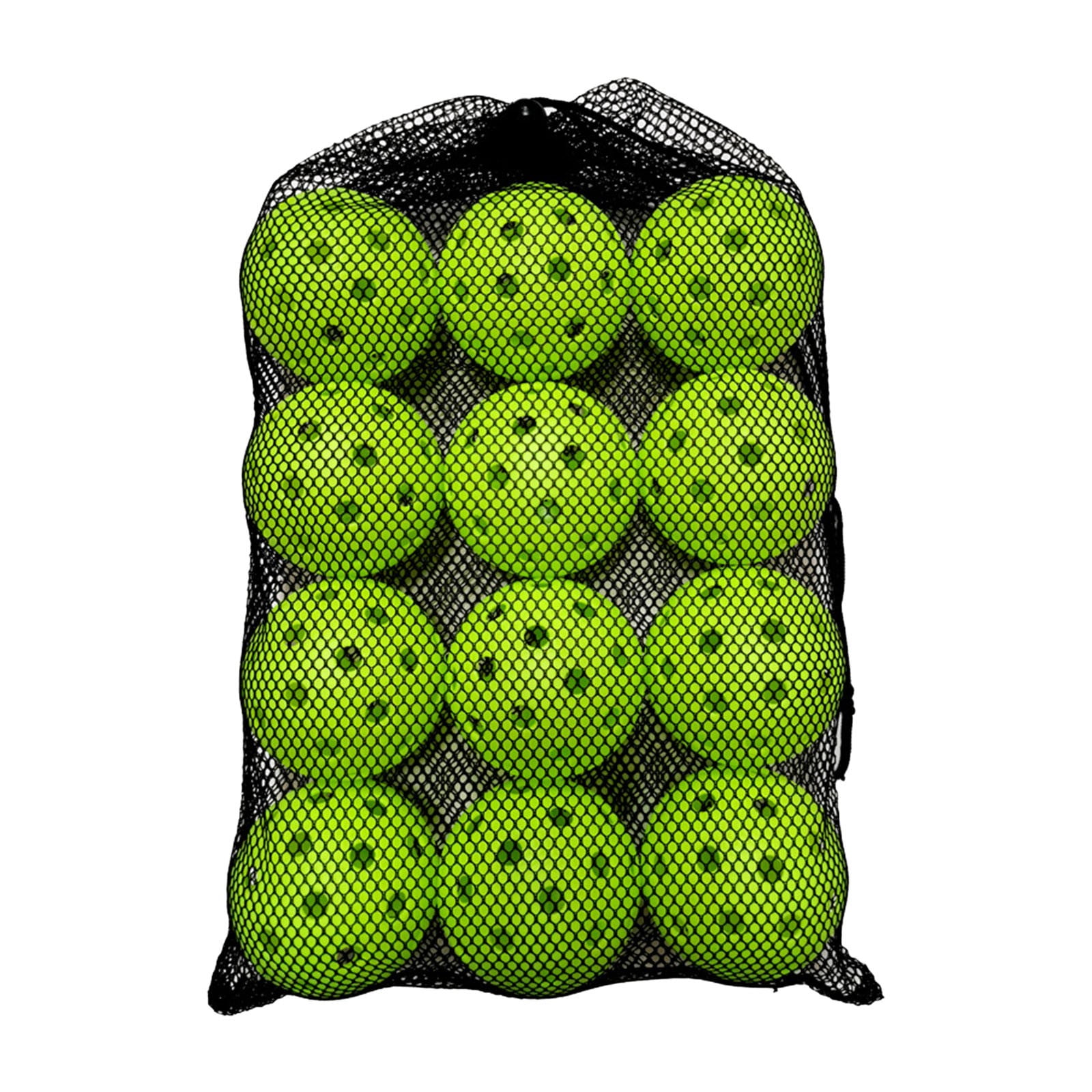 12 PC Pickleball Balls, High Elasticity, 40-Hole Pickleballs with Mesh ...