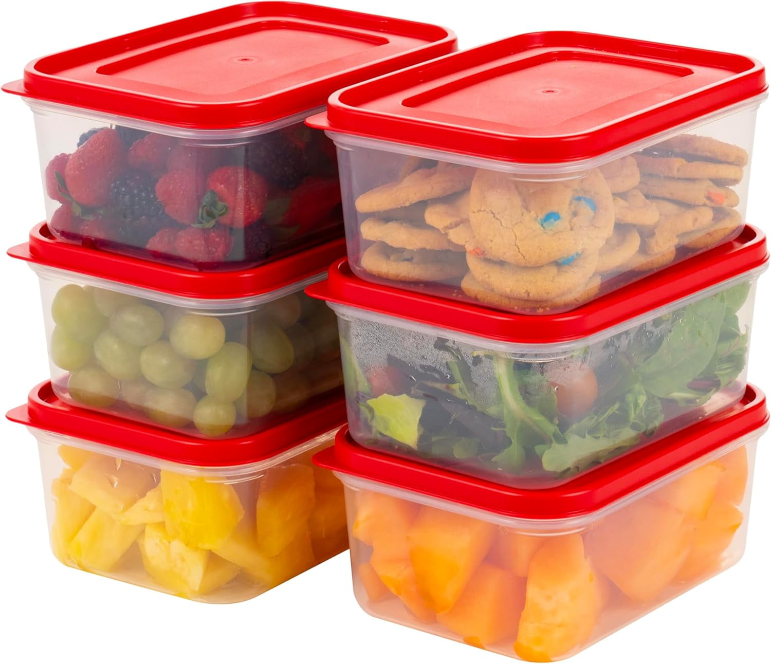 12 PC Plastic Food Storage Containers With Lids | 6 Meal Prep Set ...