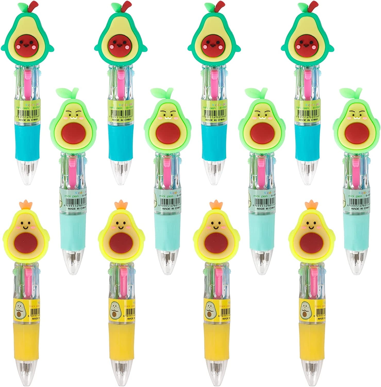 12 PCS 0.5mm 4-in-1 Multicolor Cute Ballpoint Pens, Retractable Colored ...