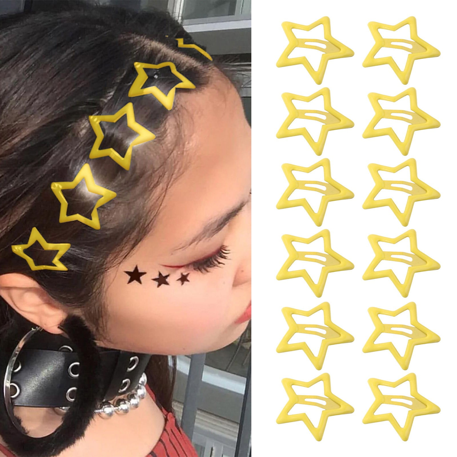 12 PCS 1.21in Star Hair Accessories - Non-Slip Metal Snap Clips and ...