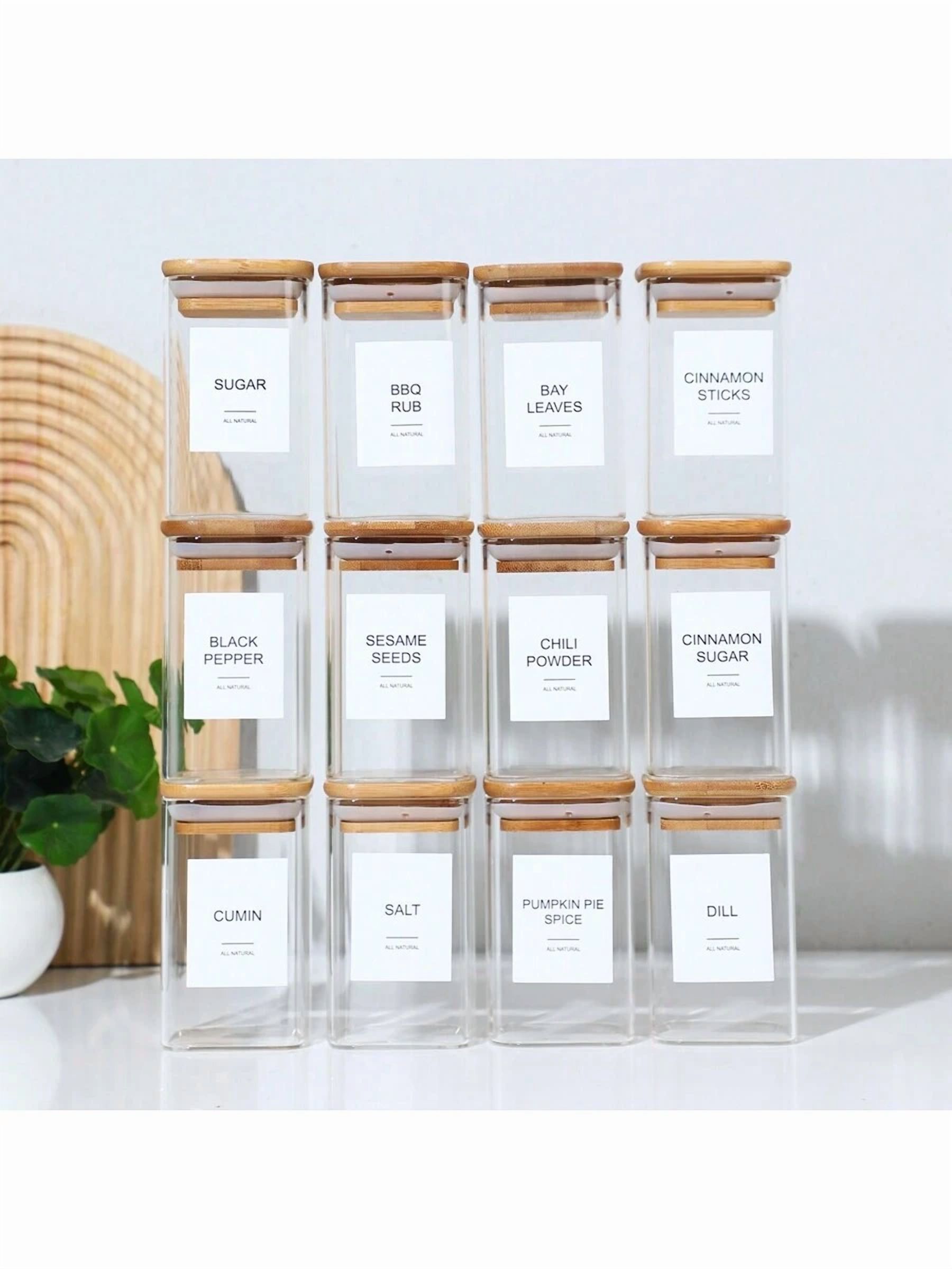 12 PCS/18 PCS/24 PCS Square Seasoning Jar Pepper Seasoning Bottle ...