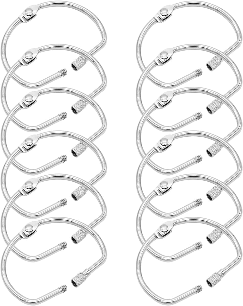 12 PCS 2 Inch D-Shaped Loose Leaf Binder Rings, Nickel Plated Metal ...