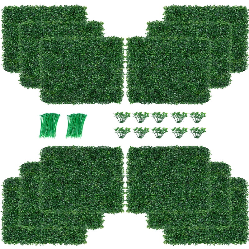 12 PCS 20"x20" Grass Wall Privacy Screen Greenery Backdrop Panels with ...