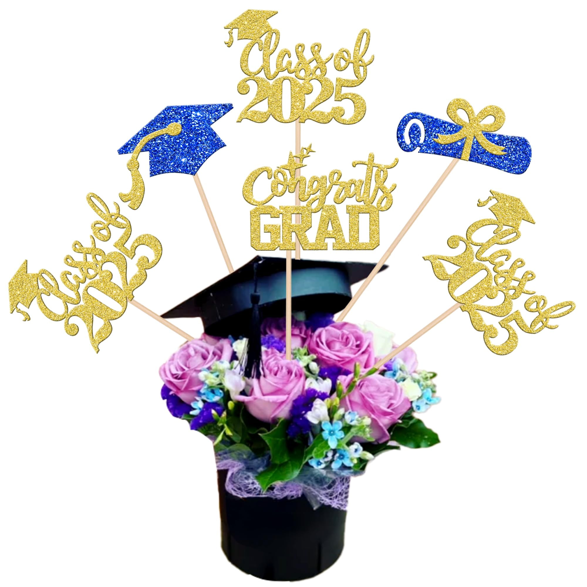 12 PCS 2025 Graduation Centerpiece Sticks Assembled Class 2025 Congrats ...