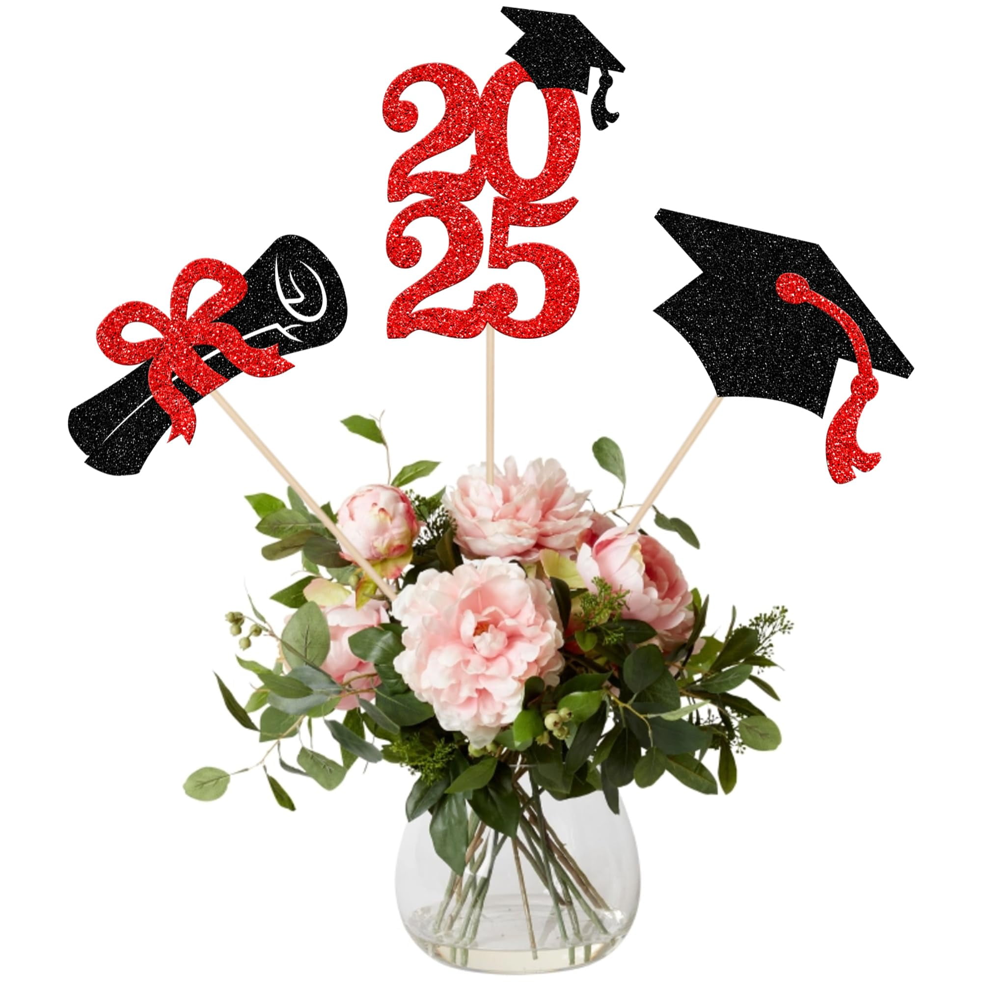12 PCS 2025TRDN Graduation Centerpiece Sticks Double Sided Glitter ...