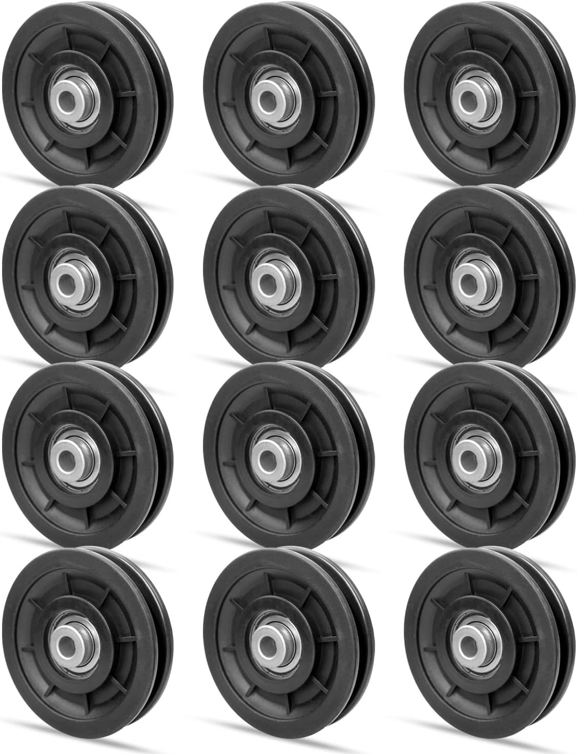 12 PCS 3.5Inch/90mm Nylon Bearing Pulley Wheel, Silent Bearing Replace ...