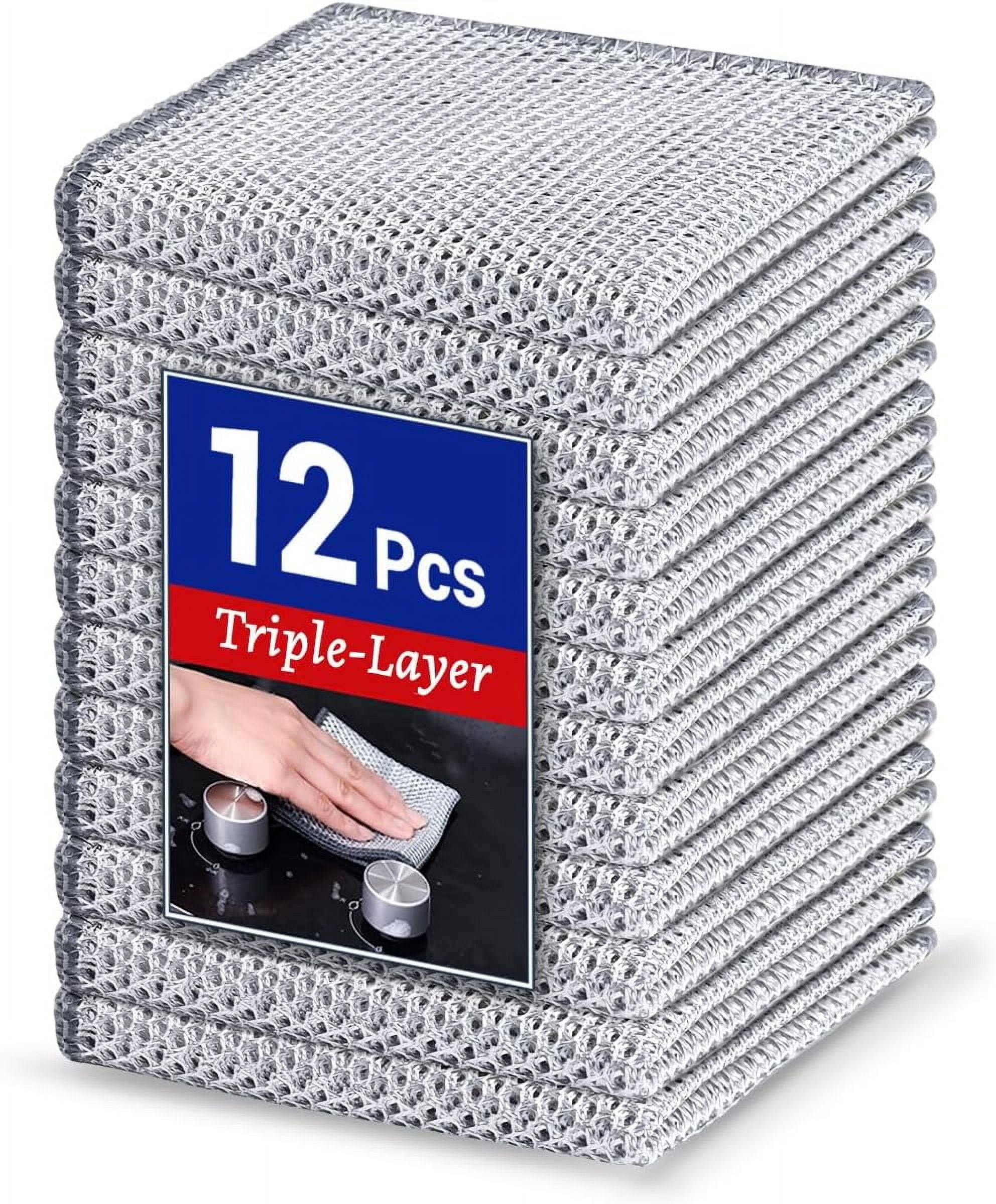 12 PCS 3-Layer Non-Scratch Multipurpose Steel Wire Dishcloths ...