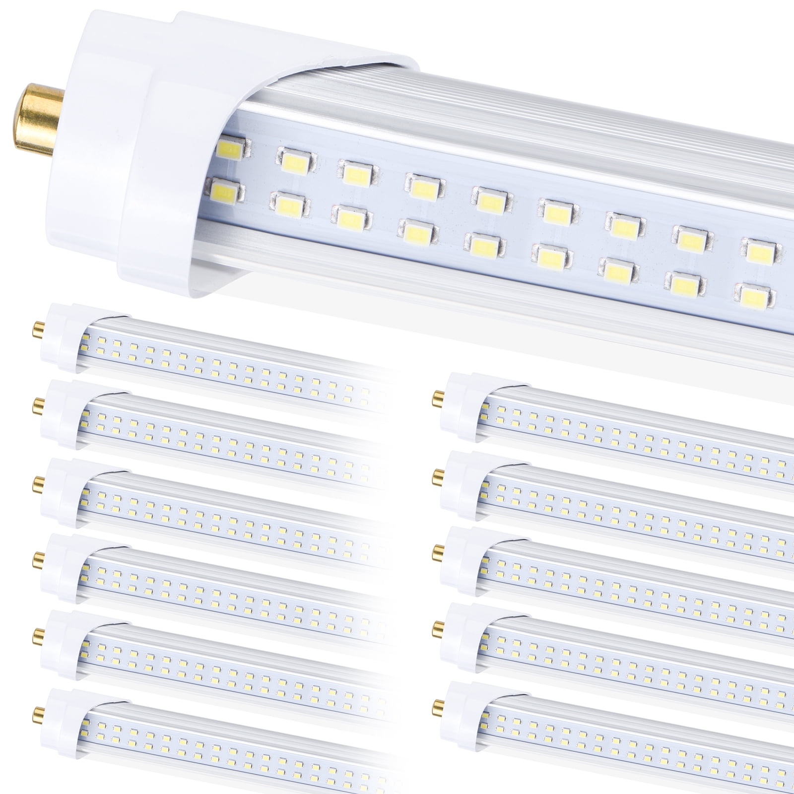 12 PCS, 8 Foot LED Bulbs, 100W 15000lm 6500K, Super Bright, T8 T10 T12 ...