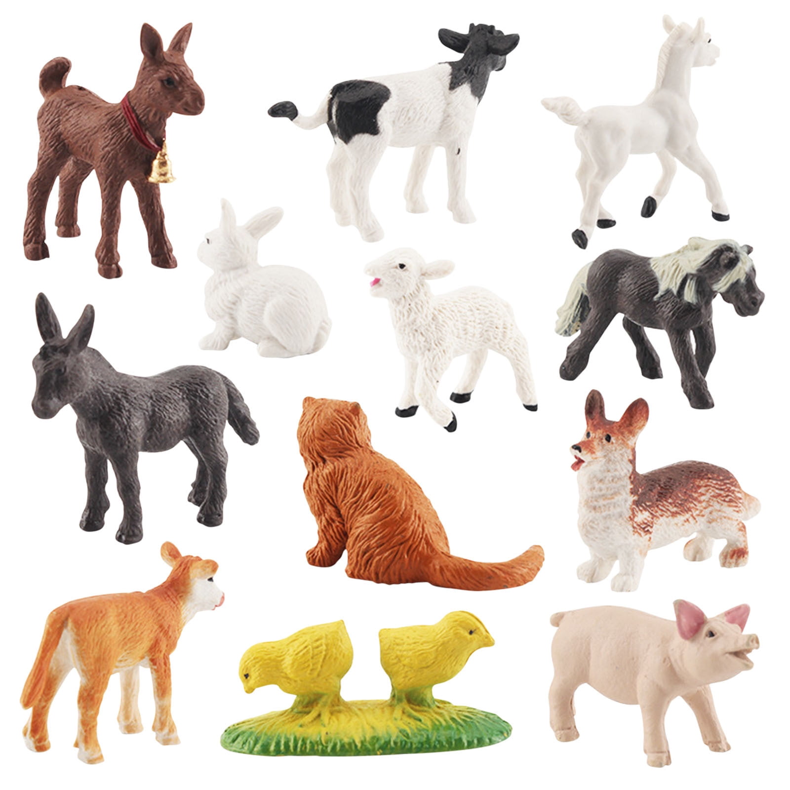 12 PCS Animals Figures,Mini Farm Animal Figurines,Plastic Farm Animal ...