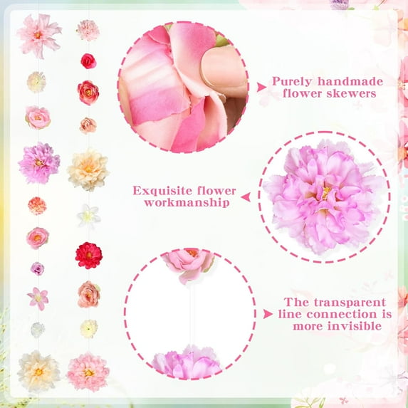 12 PCS Artificial Flowers Hanging Decorations, 11.5FT Spring Flower ...