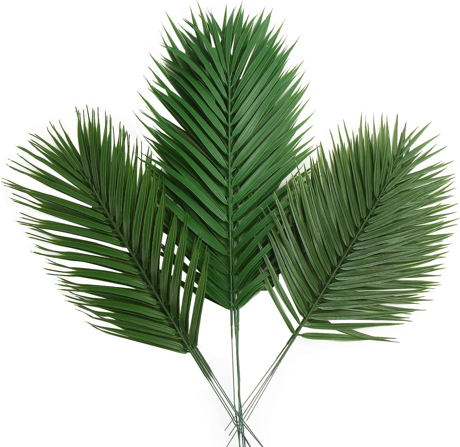 12 PCS Artificial Palm Leaves, Assorted Sizes Faux Large Palm Fronds ...