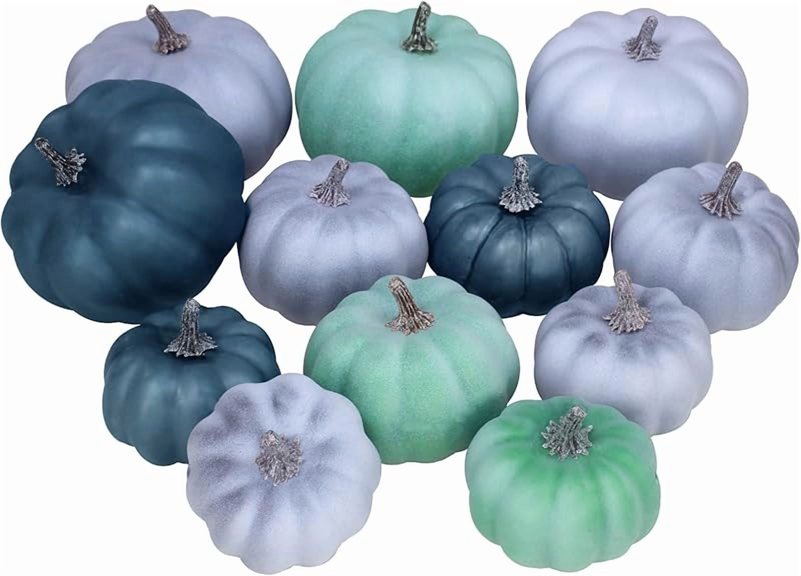 12 PCS Assorted Sizes Rustic Harvest White Artificial Pumpkins for ...