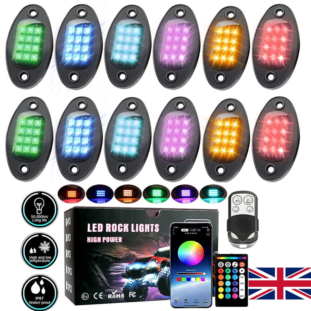 12 PCS Automotive Chassis LED Lights, 7 Colors Automotive Interior ...