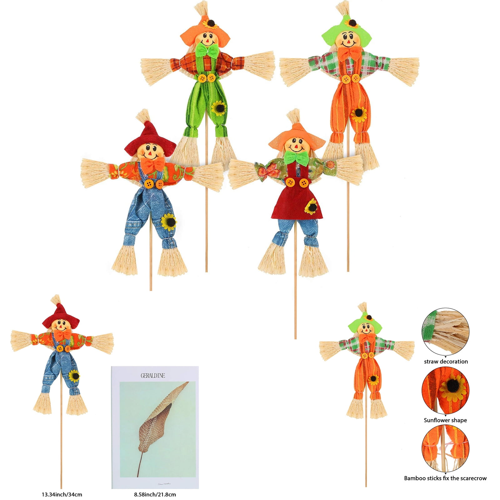 12 PCS Autumn Fall Scarecrow Halloween Decorations, Small Scarecrows ...