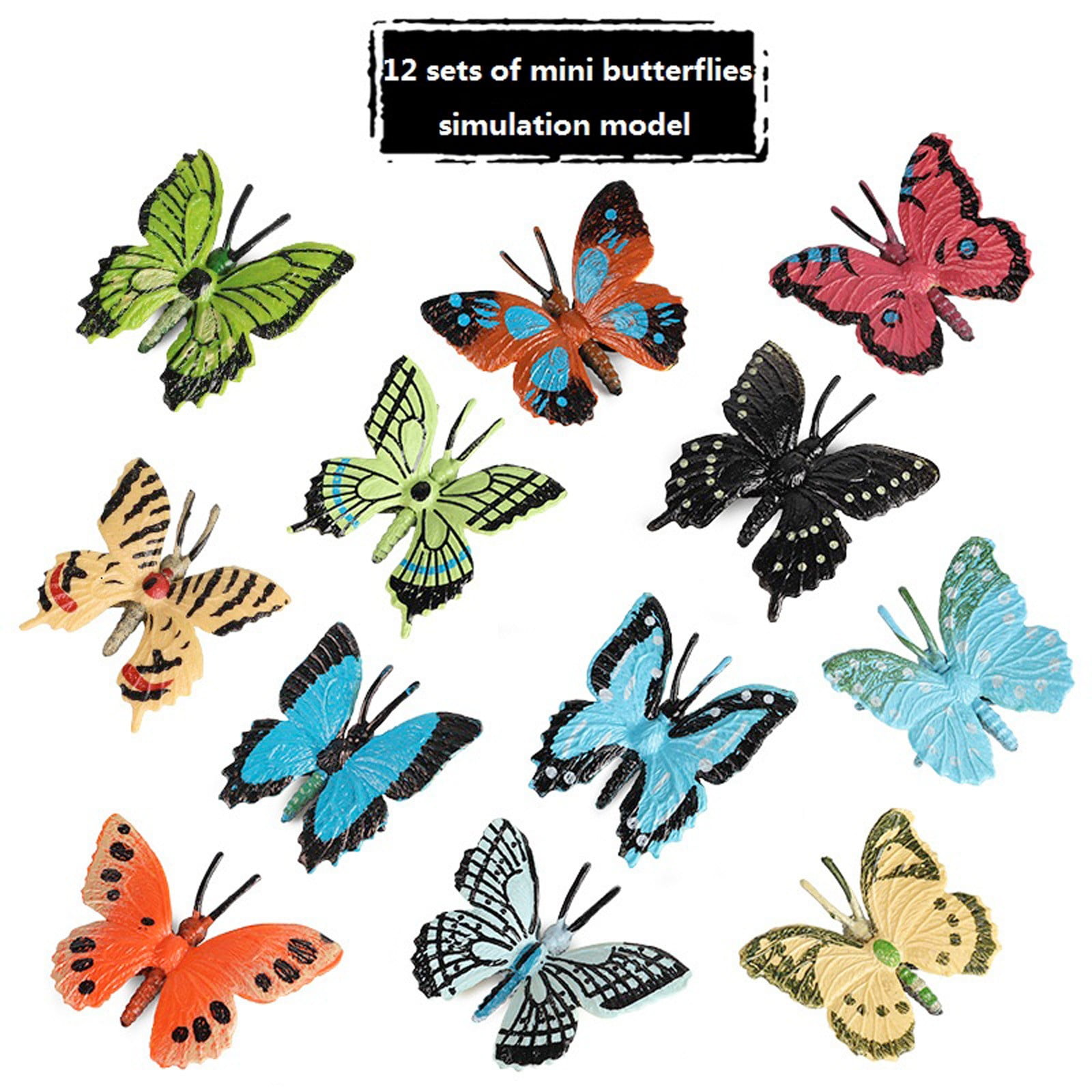 12 PCS Butterfly Animal Model Figure Lifelike Insect Figurine ...