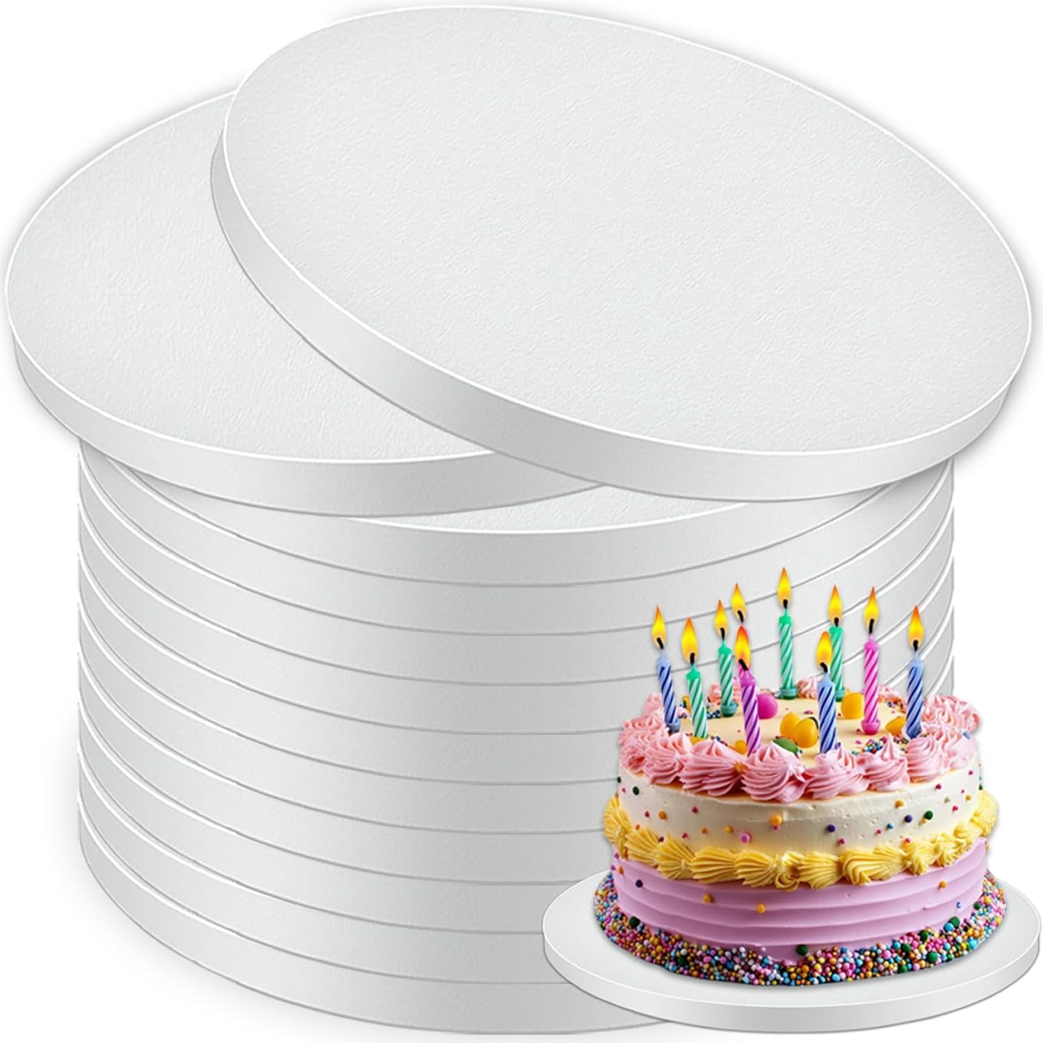 12 PCS Cake Drums 10 Inch Round, 1/2 Inch Thick Cake Boards, Food-Grade ...