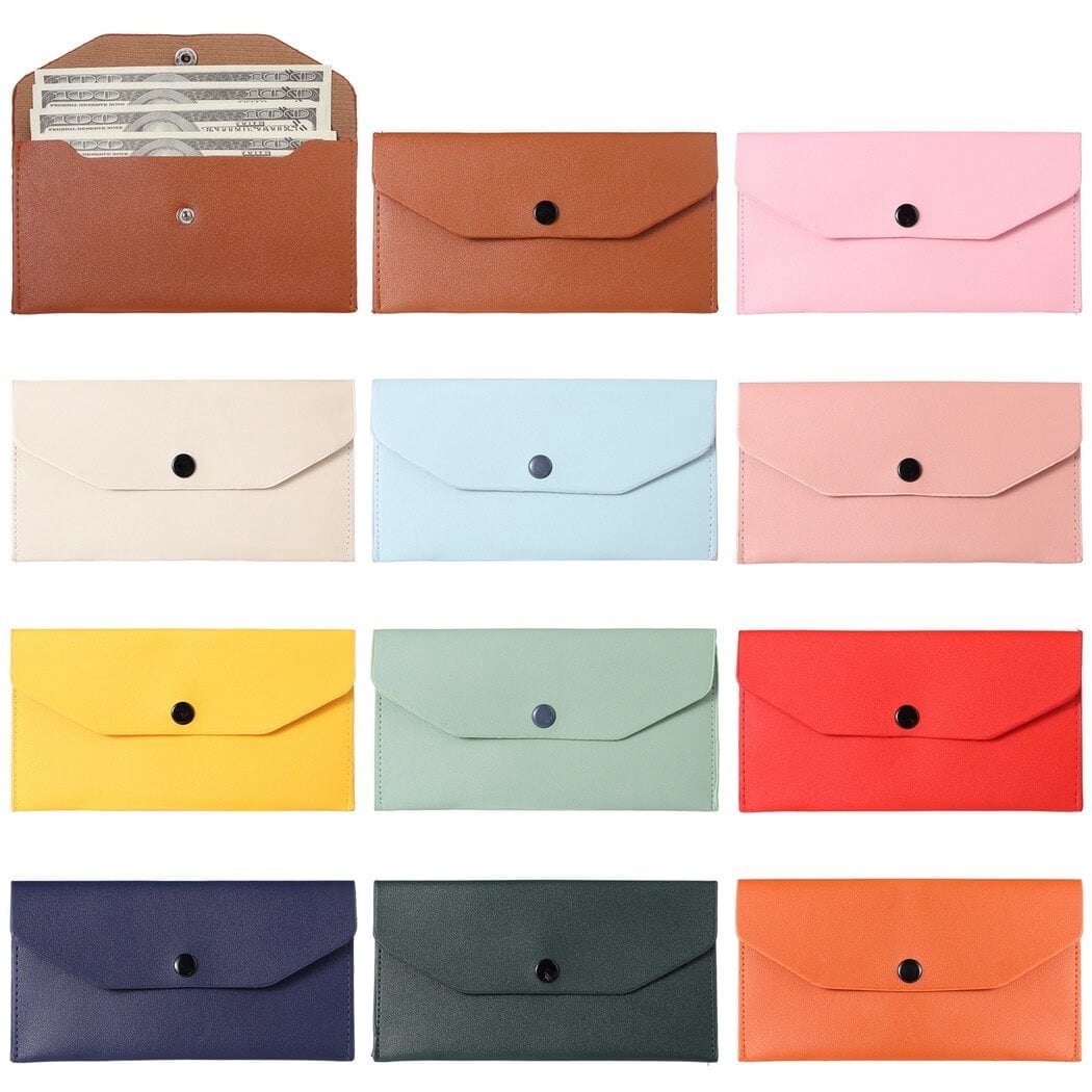 12 PCS Cash Envelope Wallets, Cash Wallet Envelopes, PU Leather ...