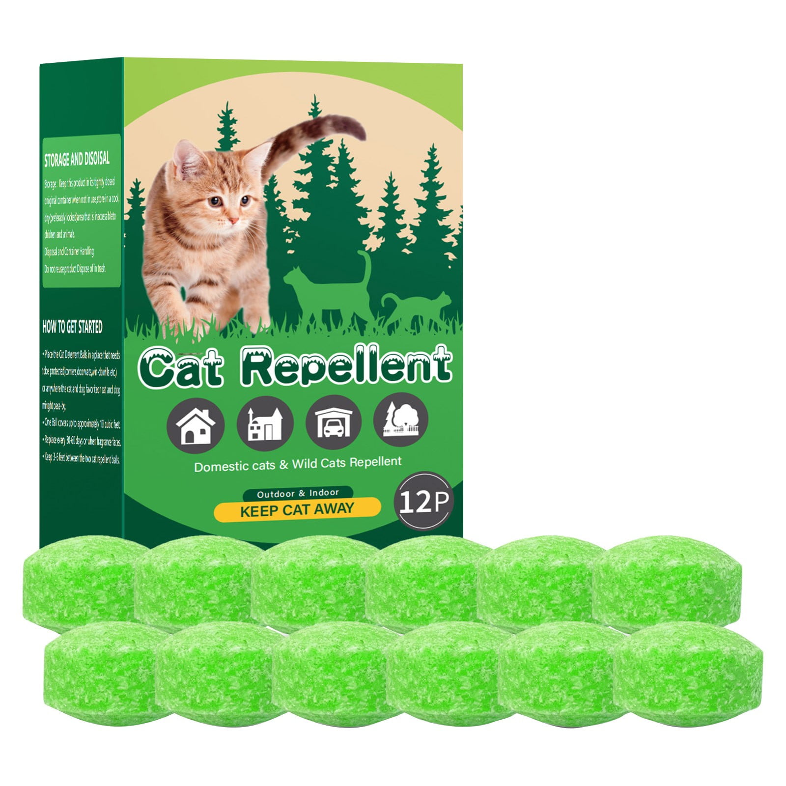 12 PCS Cat Repellent Outdoor, Dog Repellent, Natural Peppermint Oil Cat ...