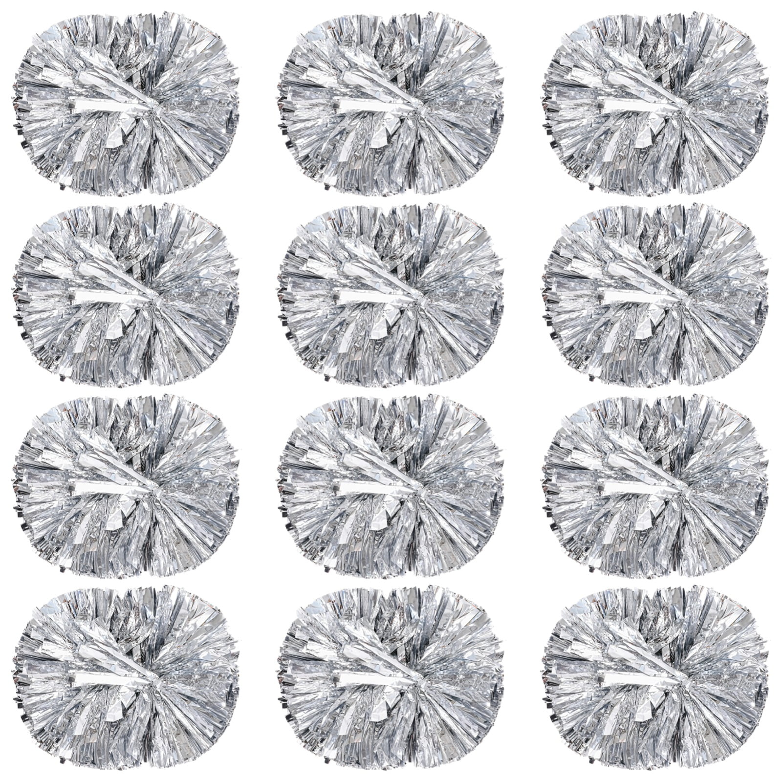 12 PCS Cheerleading Pom Poms, 11.4 in Silver Cheer Pom Poms with ...