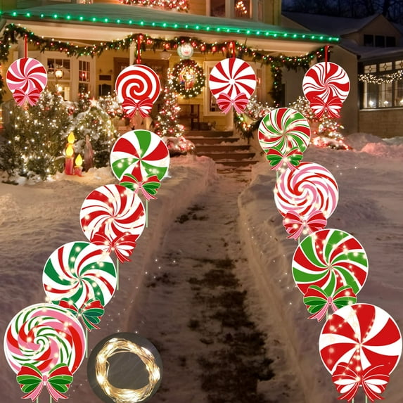 12 PCS Christmas Outdoor Yard Signs Candy Decorations Outdoor ...