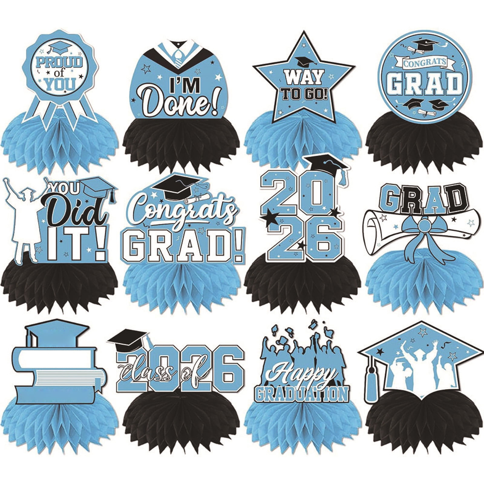 12 PCS Class of 2026 Graduation Decoration Table Centerpiece Set with ...