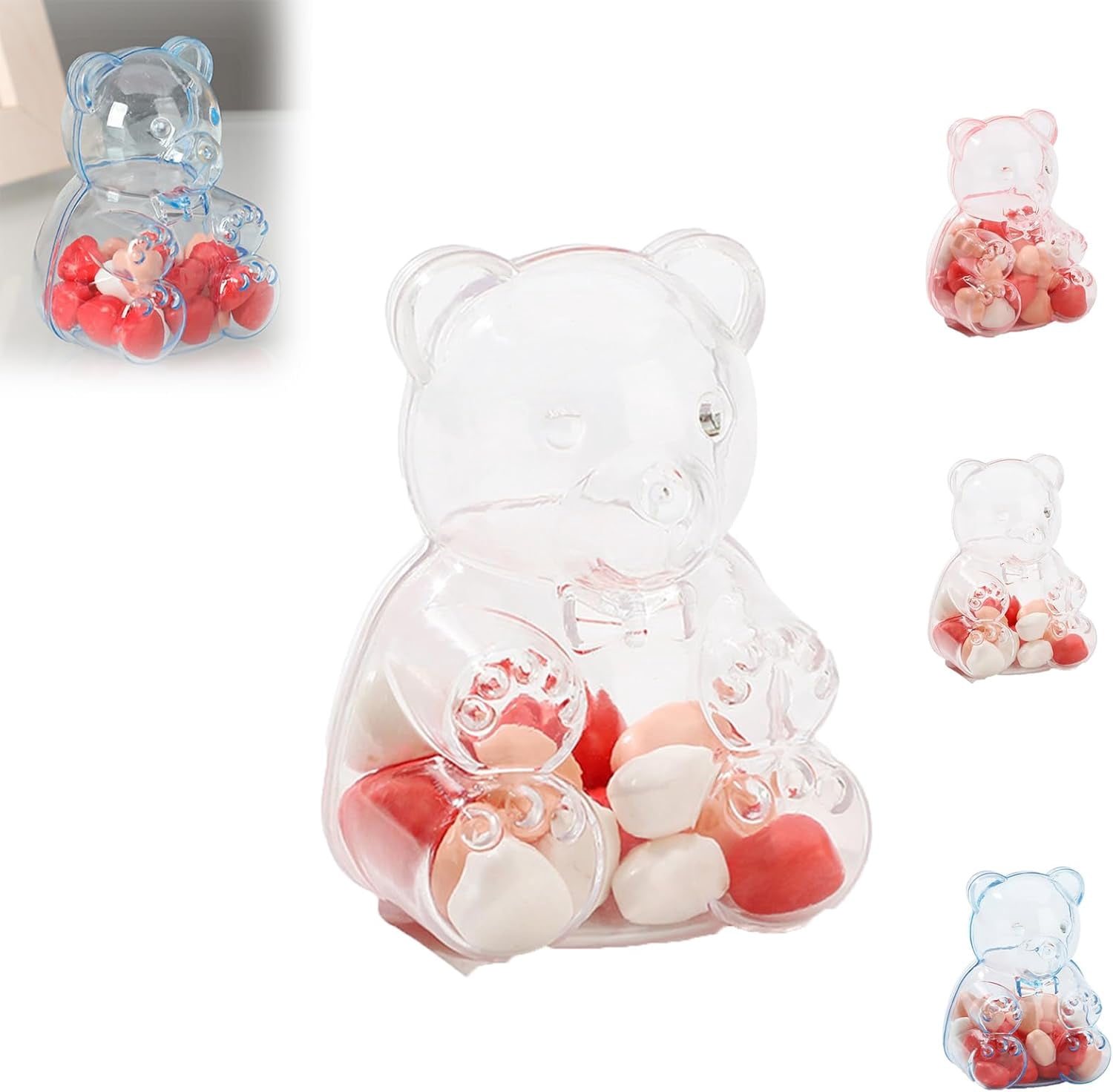 12 PCS Clear Gummy Bear Container,2.75 in Plastic Bear-Shaped Treat Box ...