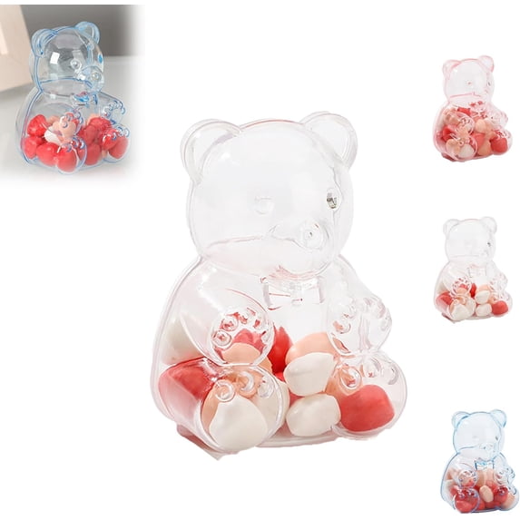 12 PCS Clear Gummy Bear Container,2.75 in Plastic Bear-Shaped Treat Box ...