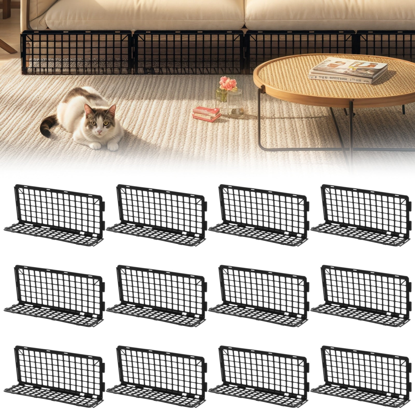 12 PCS Under Couch Blockers, Under Sofa Plastic Mesh Blocker, Furniture ...