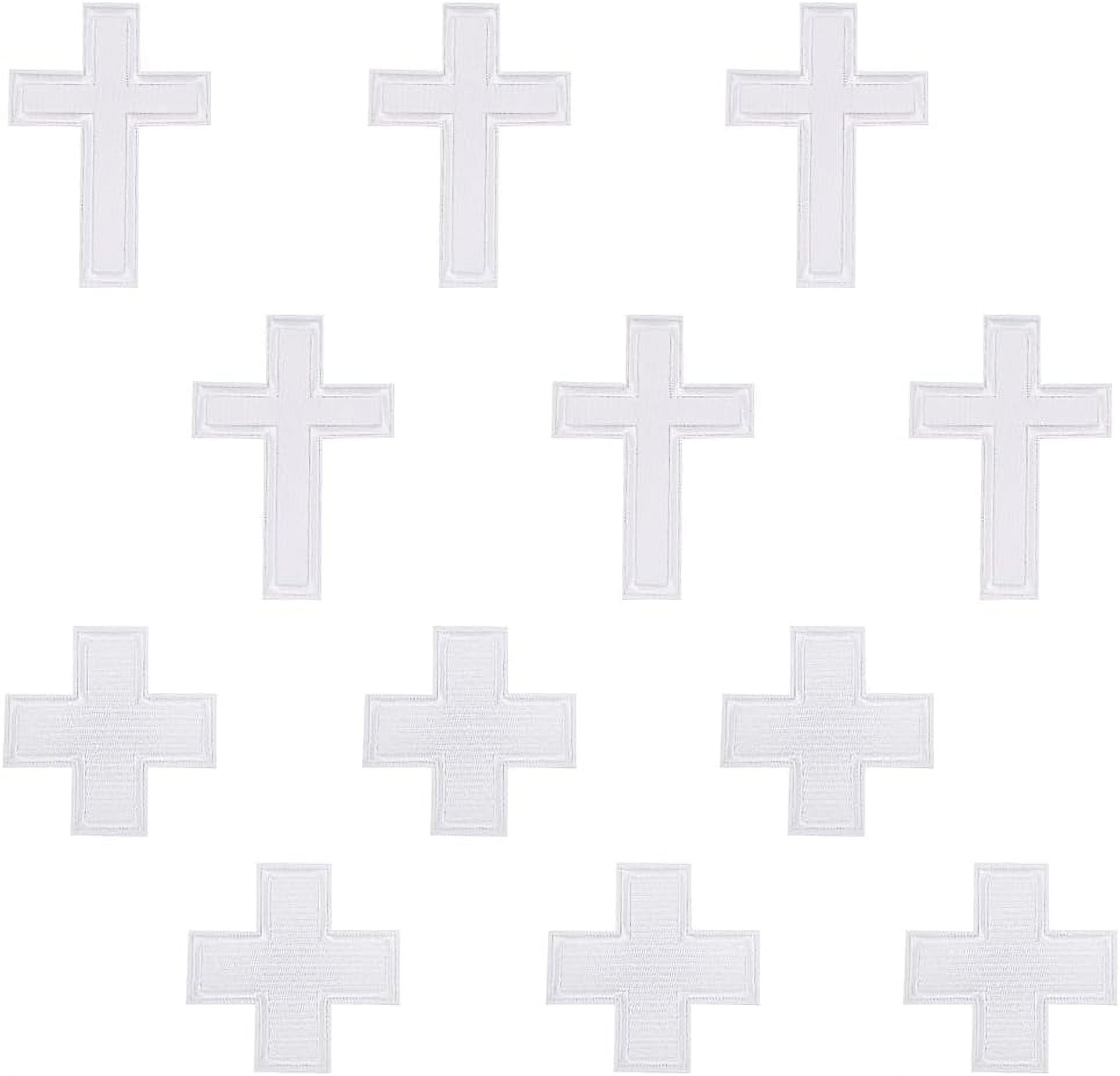 12 PCS Cross Patches 2Styles WhiteSmoke Cross Applique Pathces ...