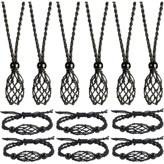 12 PCS Crystal Cage Necklace Cord Empty Stone Holder Pendant Stone ...