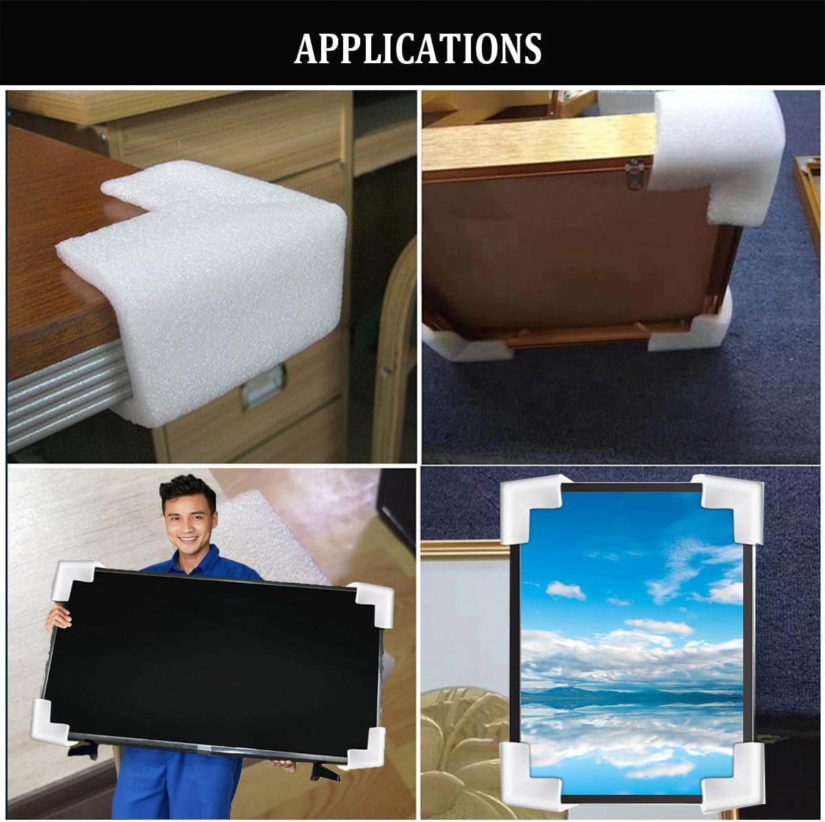 12 PCS Cushioning Foam, L-shaped Edge Foam Protection Corners Foam ...