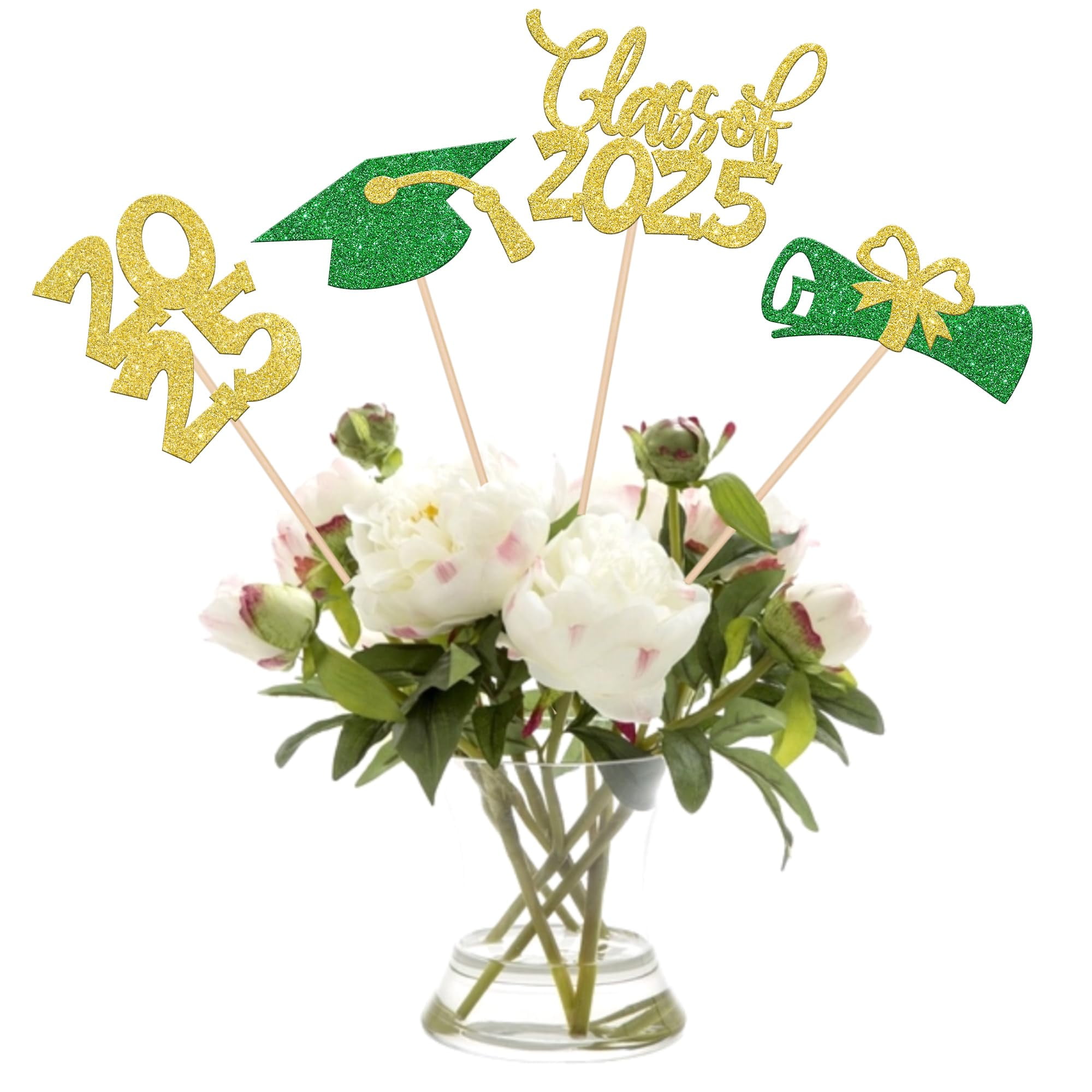 12 PCS DoubleTRDN Sided Glitter Class of 2025 Grad Party Centerpiece ...