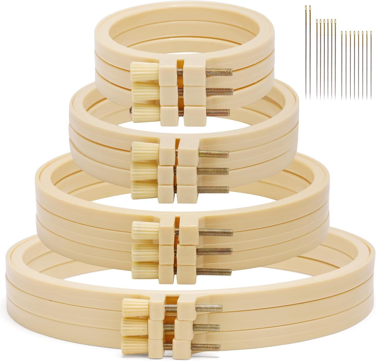 12 PCS Embroidery Hoops, 4 Sizes Plastic Embroidery Hoop with 16 ...