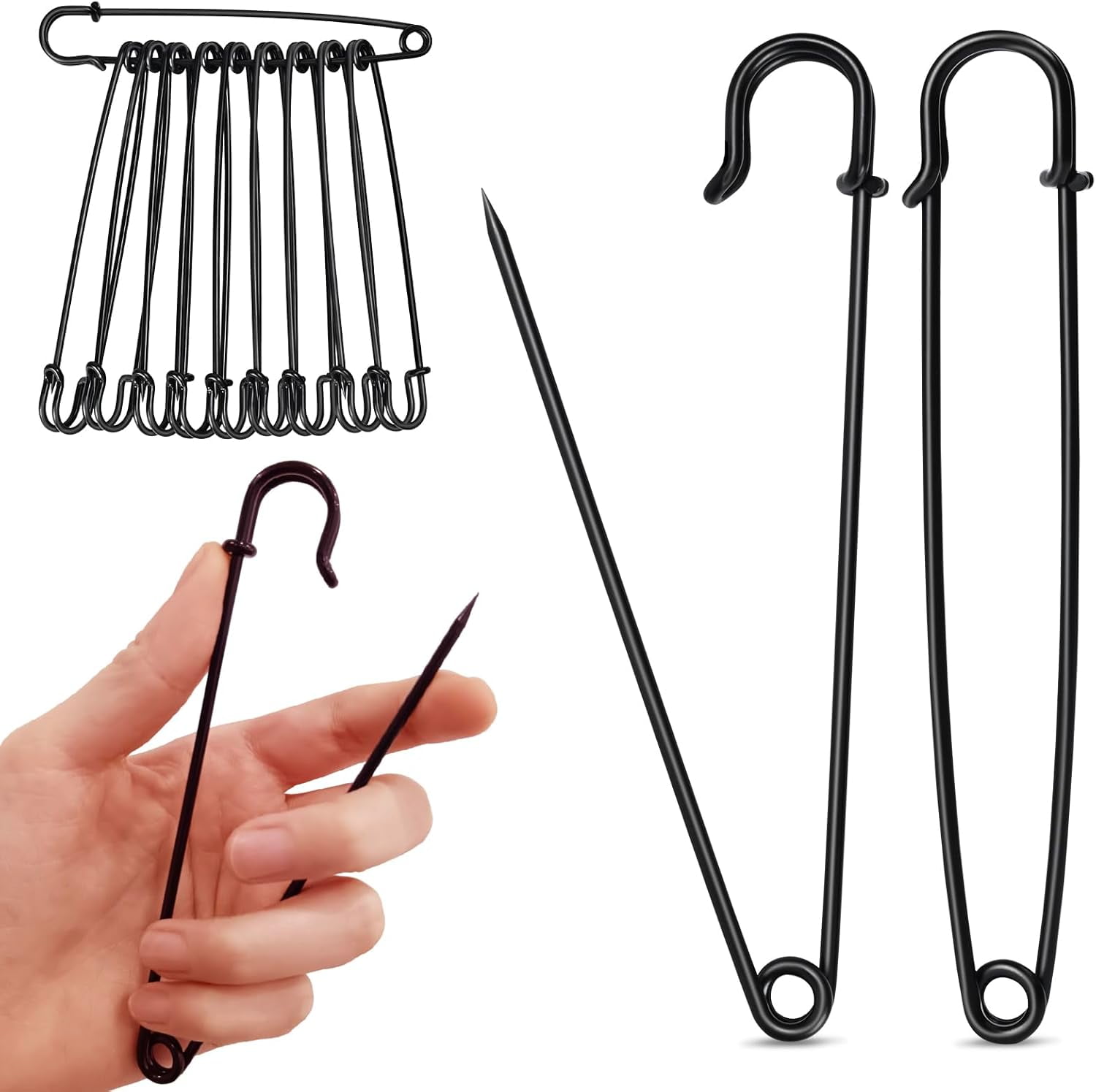 12 PCS Extra Large Safety Pins Heavy Duty, 5 in Gold Big Safety Pins ...