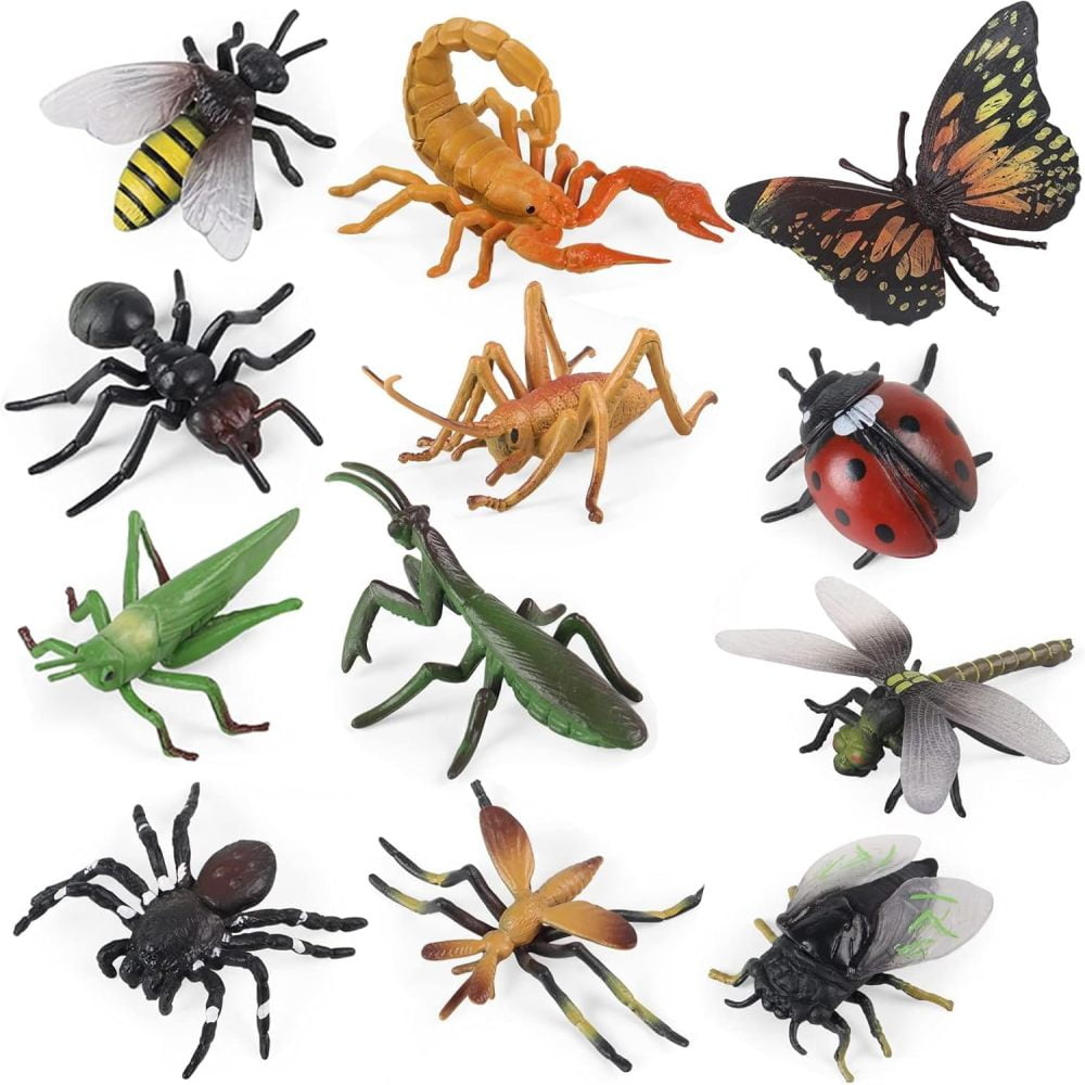 12 PCS Fake Bug Toys for Kids, Plastic Bugs Animal Figures Christmas ...