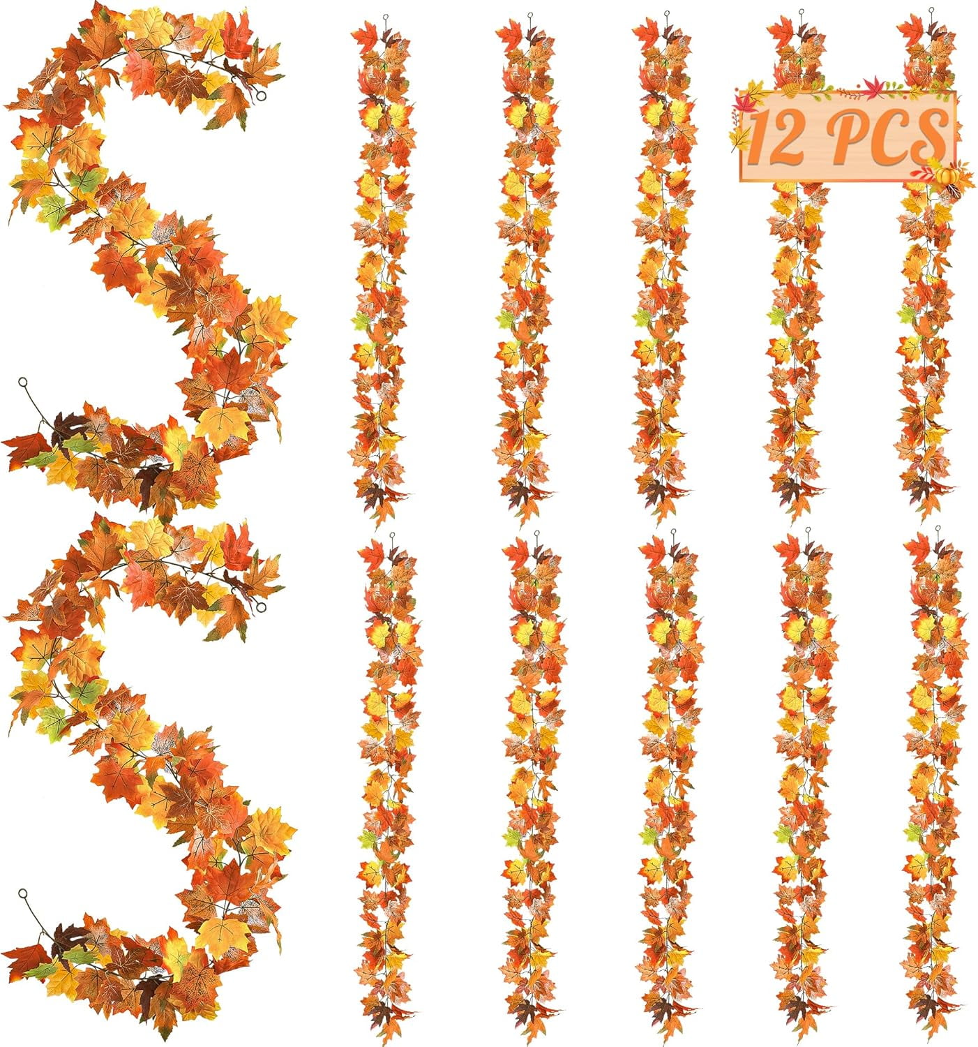 12 PCS Fall Decor, 70.8FT Fall Decorations for Home, Fall Garland for ...