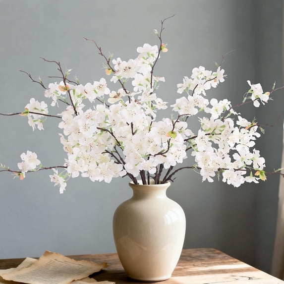 12 PCS Faux Cherry Blossom Branches Decor 18.11 Inch Fake Artificial ...