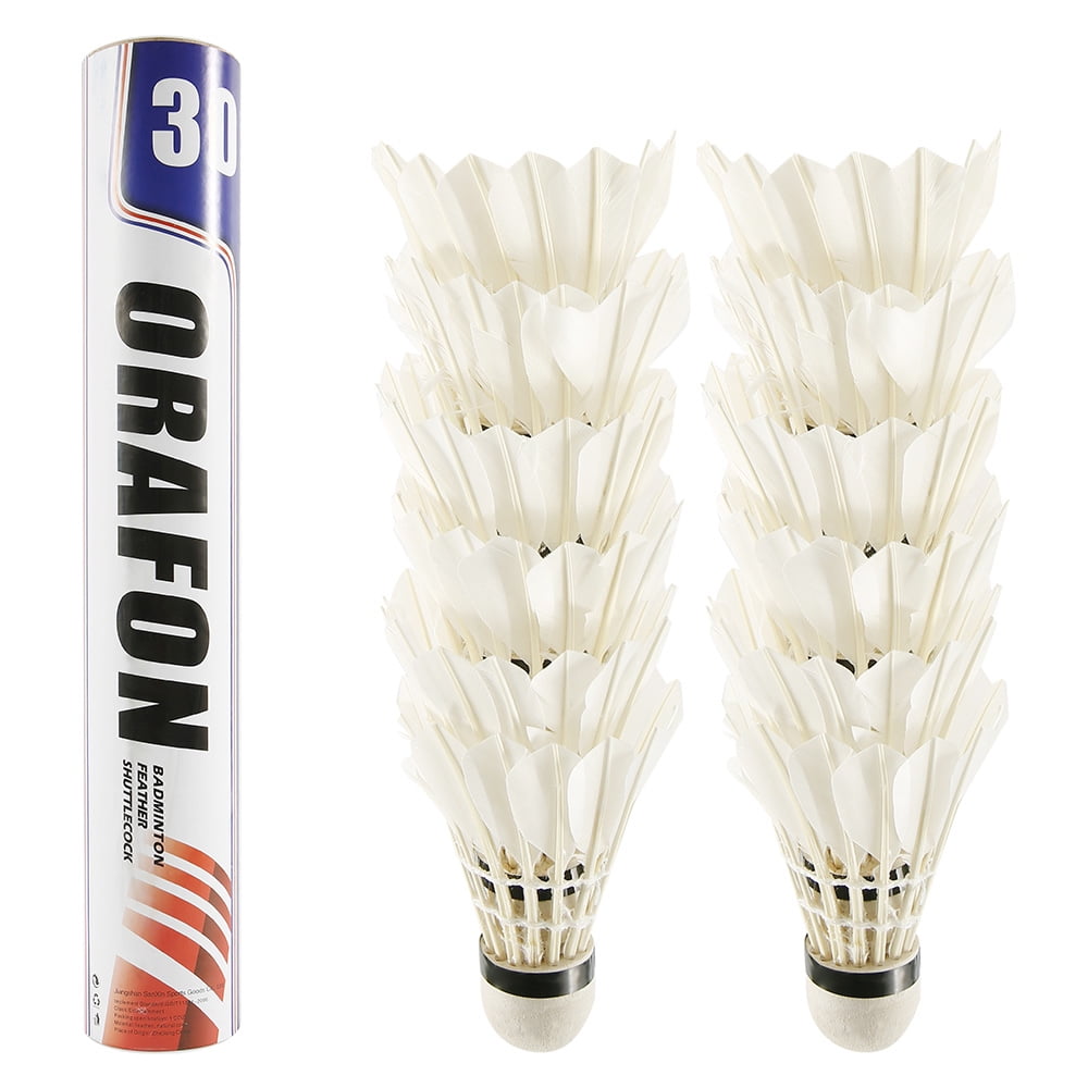 12 PCS Feather Badminton Shuttlecocks with Great Stability and ...