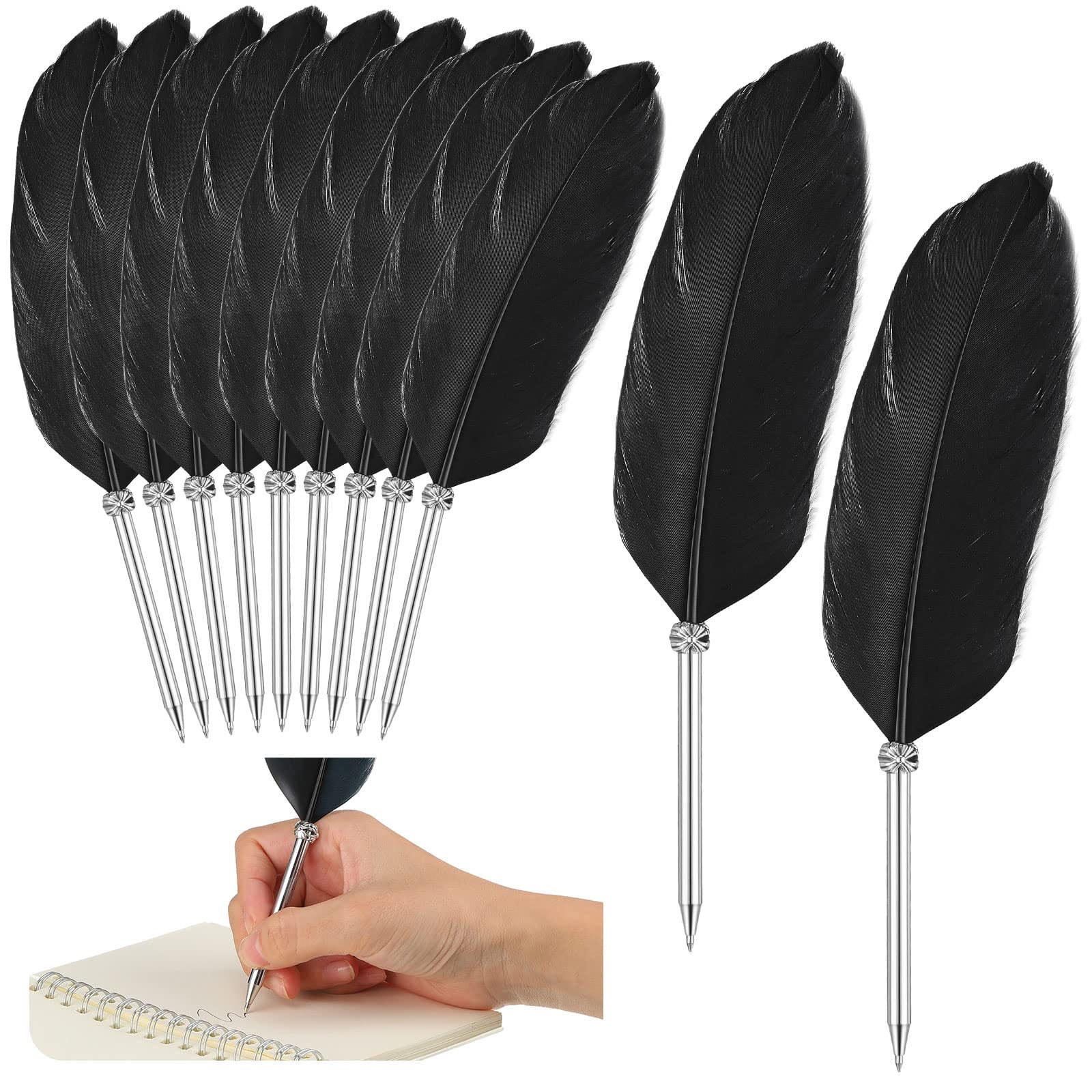12 PCS Feather Ballpoint Pen Ink Quill Vintage Quills Pen Soft Fluffy ...