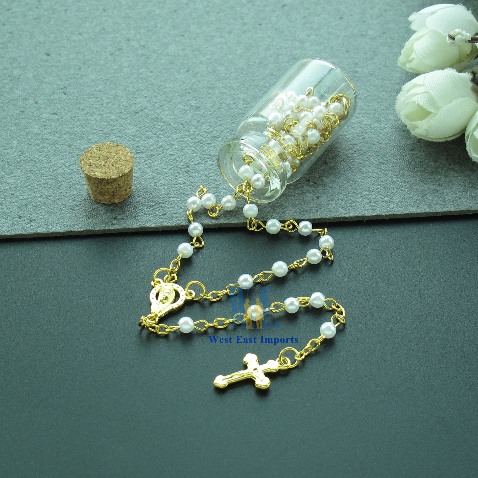 12 PCS Holy Communion Gift Set - Pearl Rosary, Gold Chain, Crucifix ...