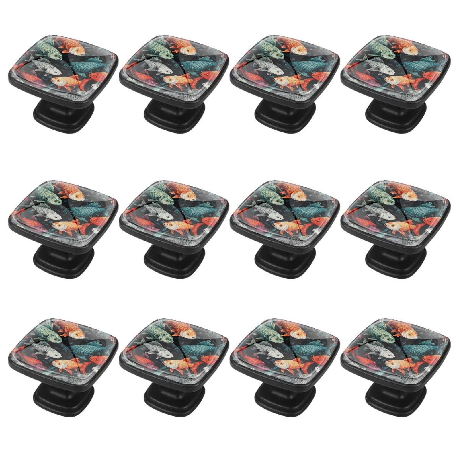 12 PCS Fish Drawer Knobs Square Cabinet Handles with Screws Furniture ...