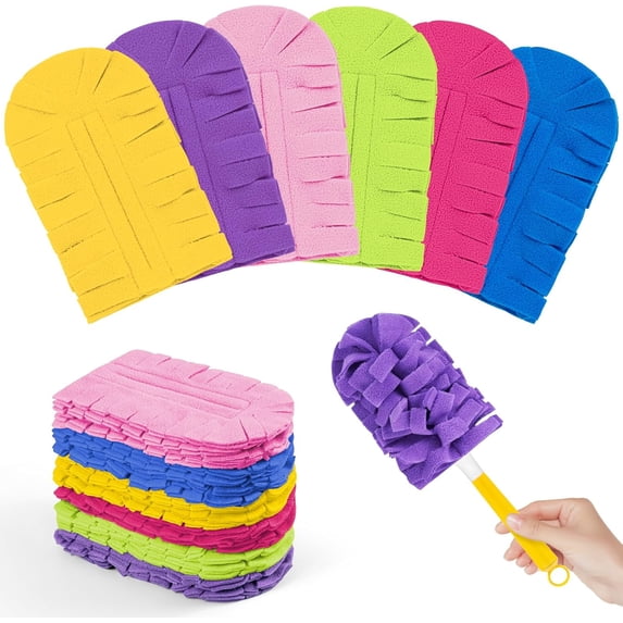 12 PCS Fleece Reusable Duster, Washable Dusting Brush for Furniture ...