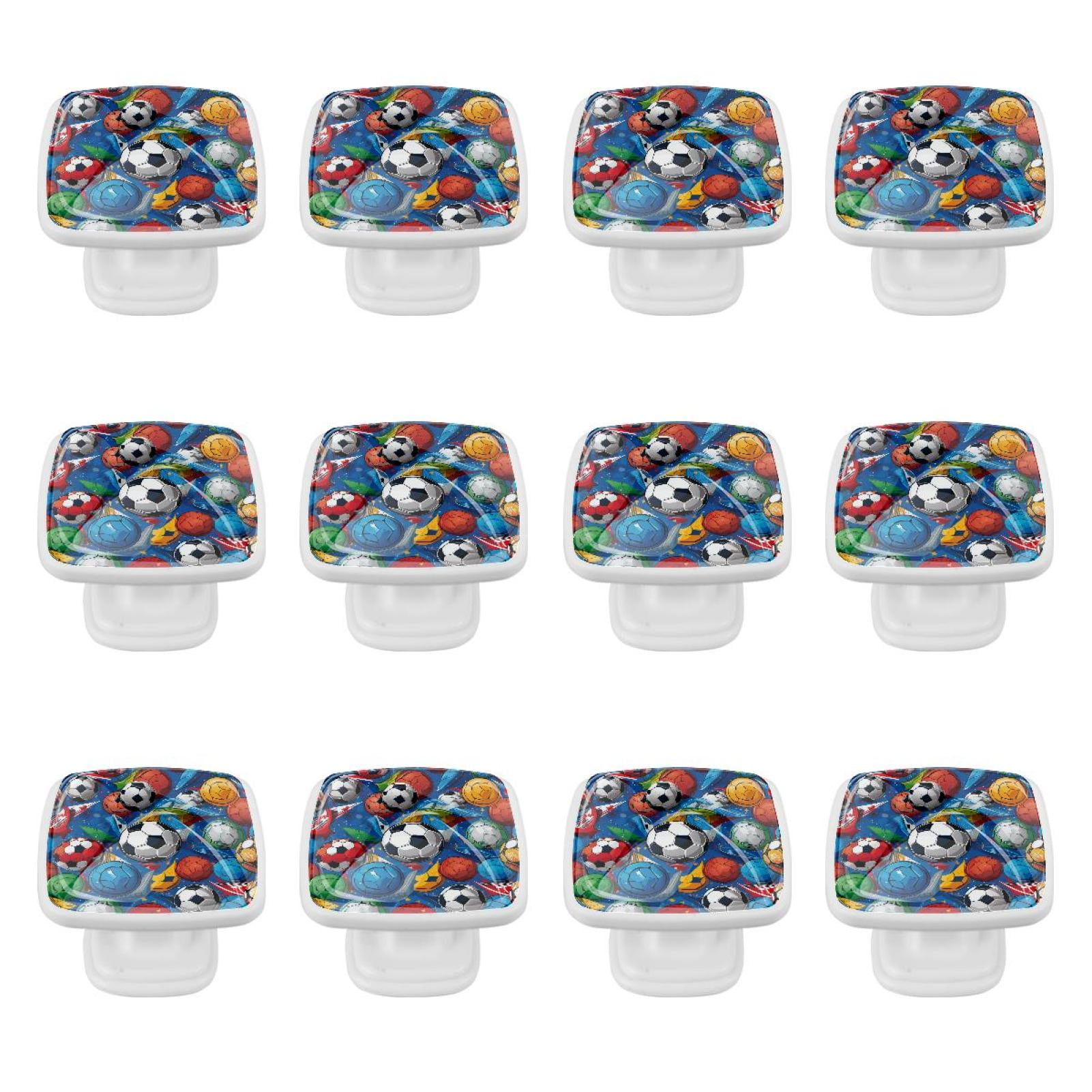 12 PCS Football Soccer Drawer Knobs Square Cabinet Handles with Screws ...