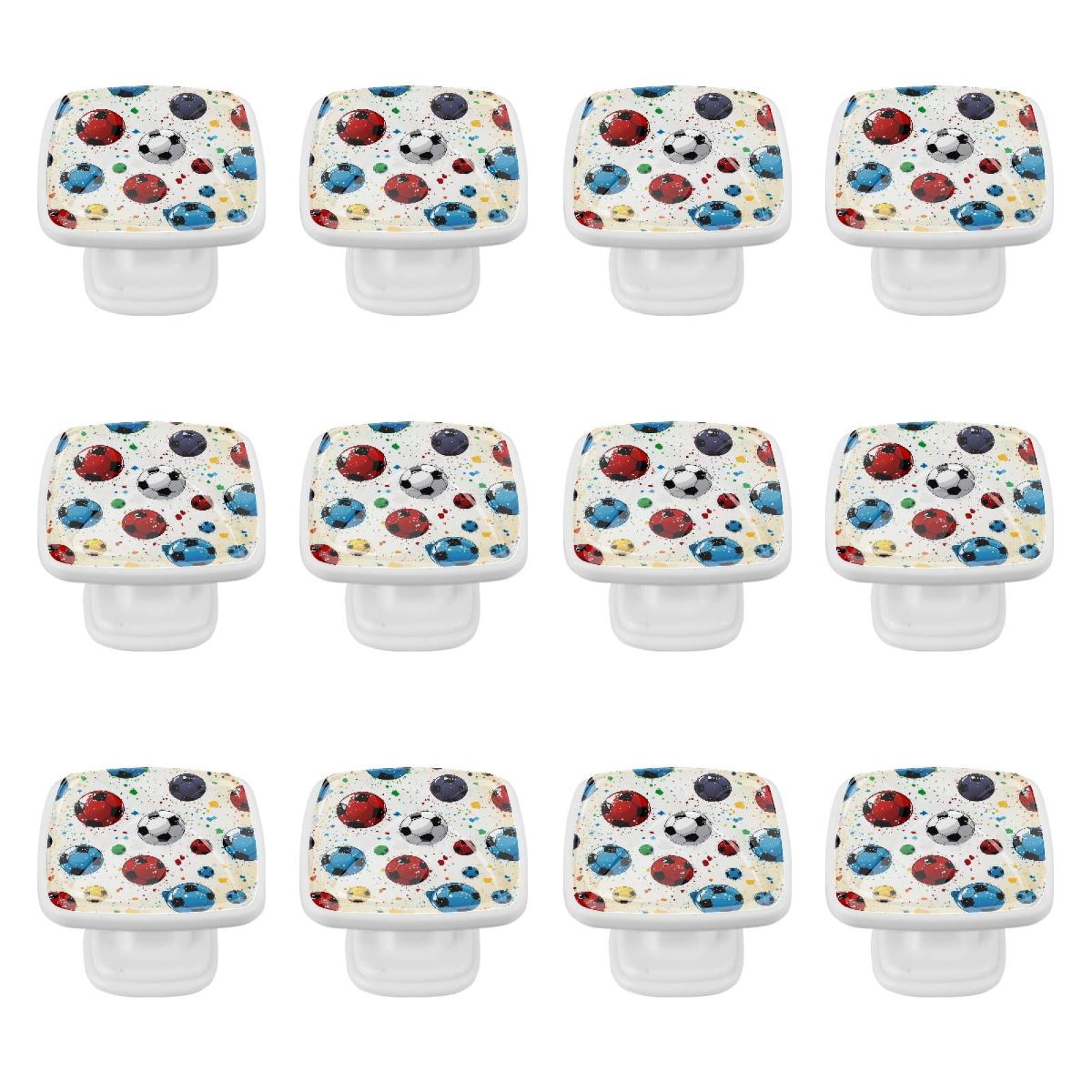 12 PCS Football Soccer Drawer Knobs Square Cabinet Handles with Screws ...