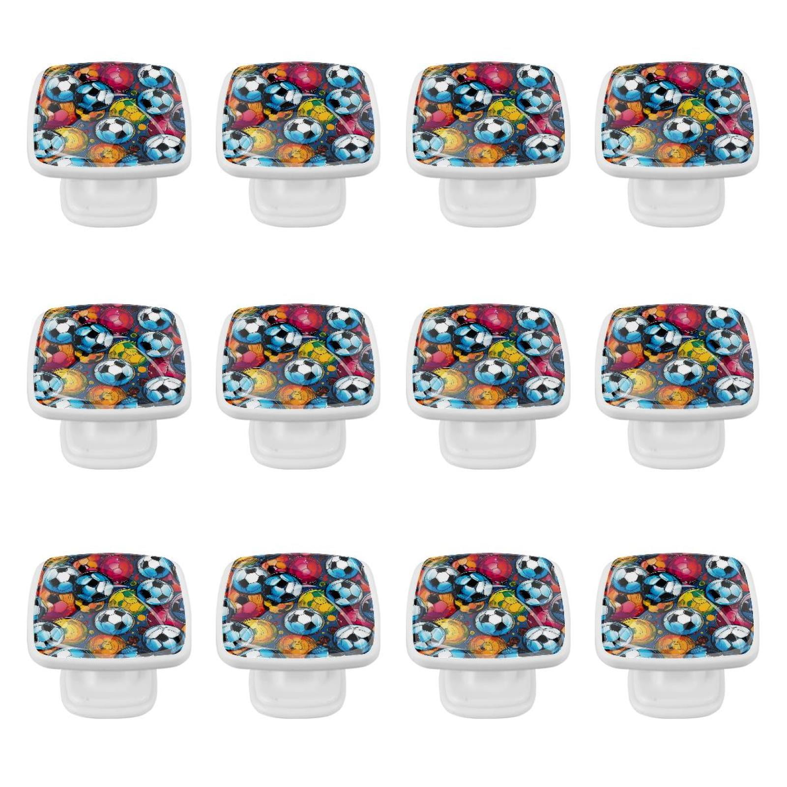 12 PCS Football Soccer Drawer Knobs Square Cabinet Handles with Screws ...