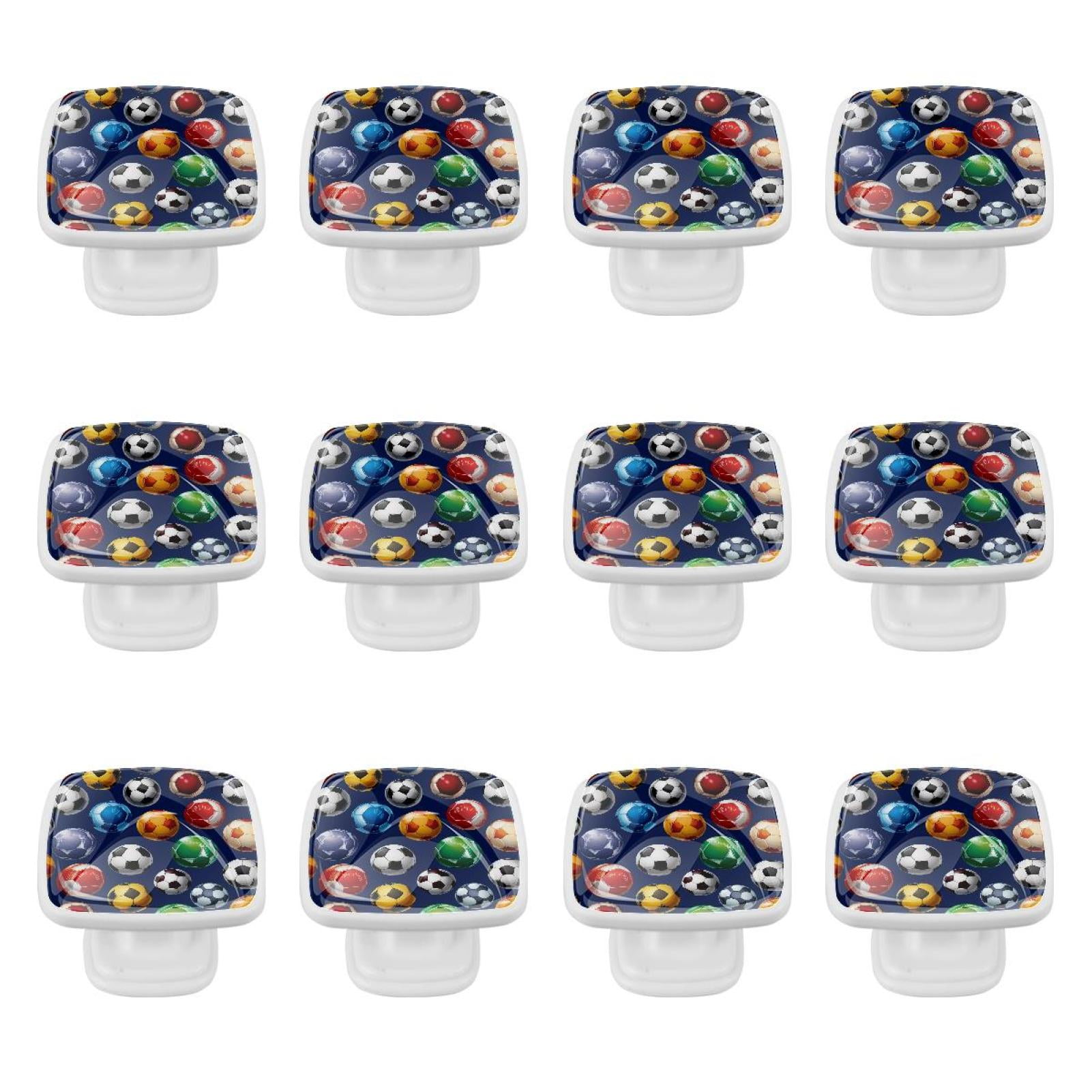 12 PCS Football Soccer Drawer Knobs Square Cabinet Handles with Screws ...